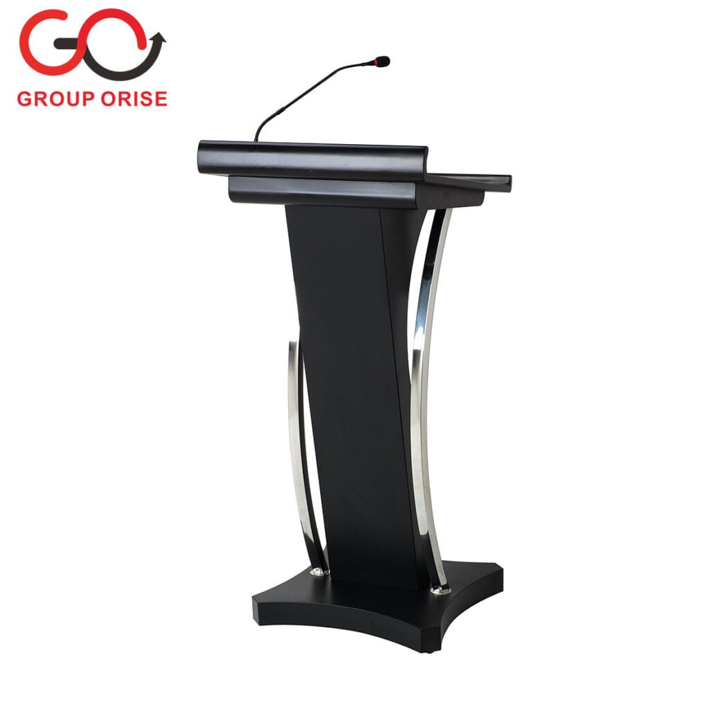 H022-F069 | Sleek Black Rostrum Podium with Microphone Holder ...